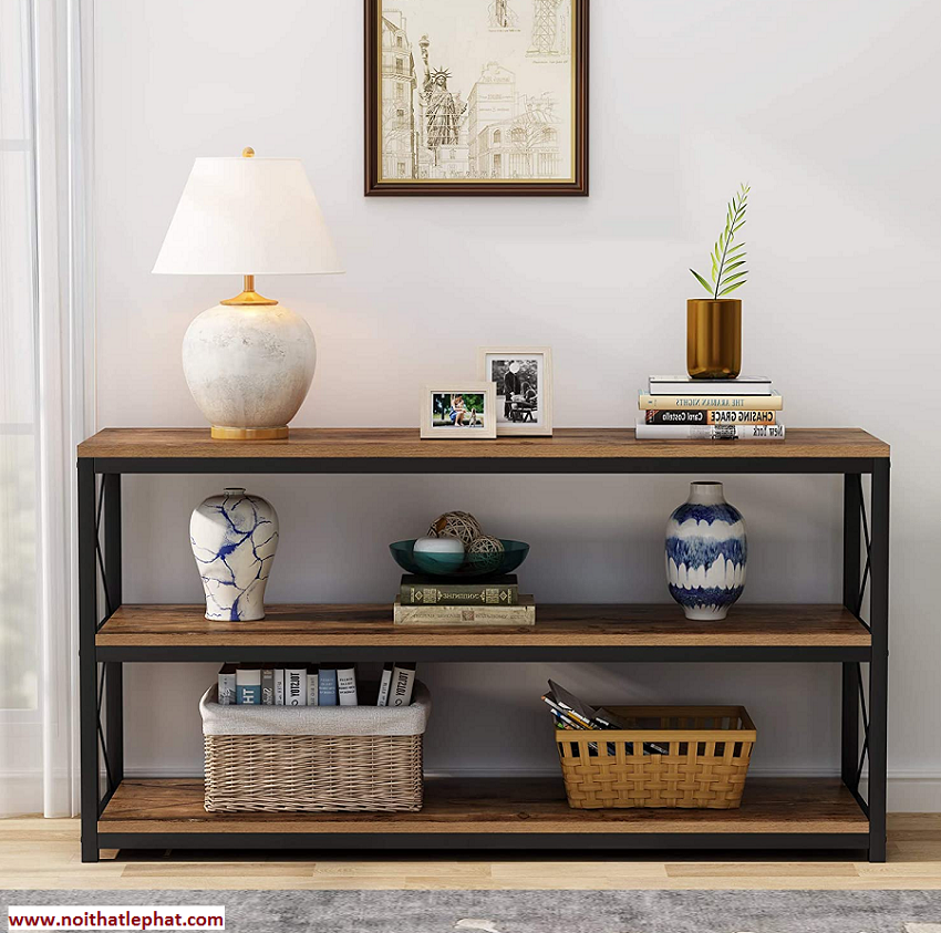 BÀN CONSOLE HIỆN ĐẠI-KỆ TRANG TRÍ KHUNG THÉP MẶT GỖ.//CONSOLE_50